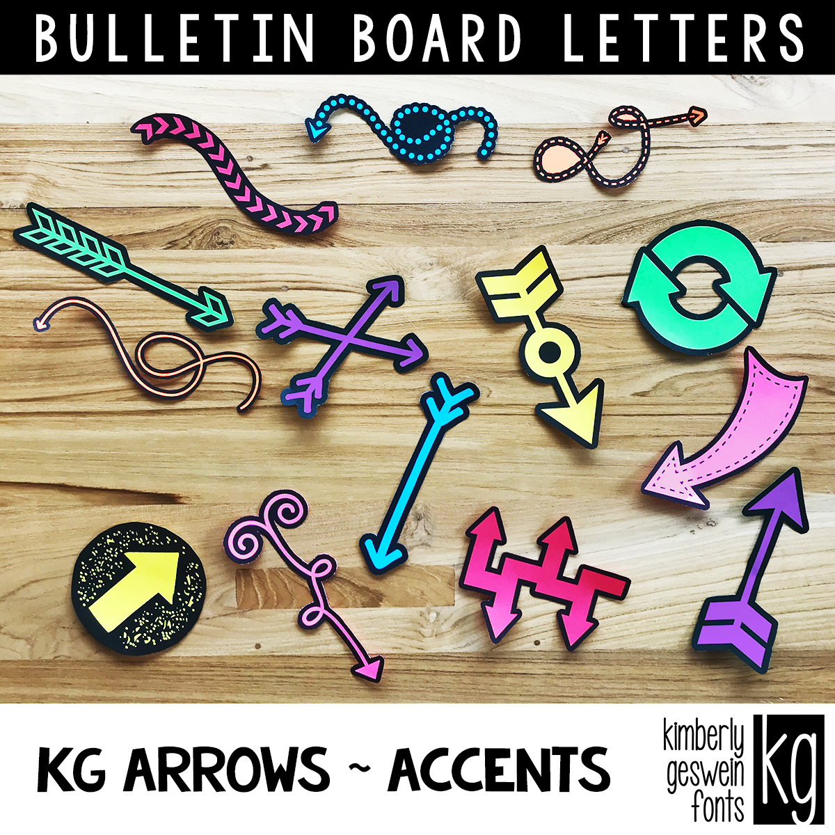 KG Arrows Bulletin Board Letters - Kimberly Geswein Fonts