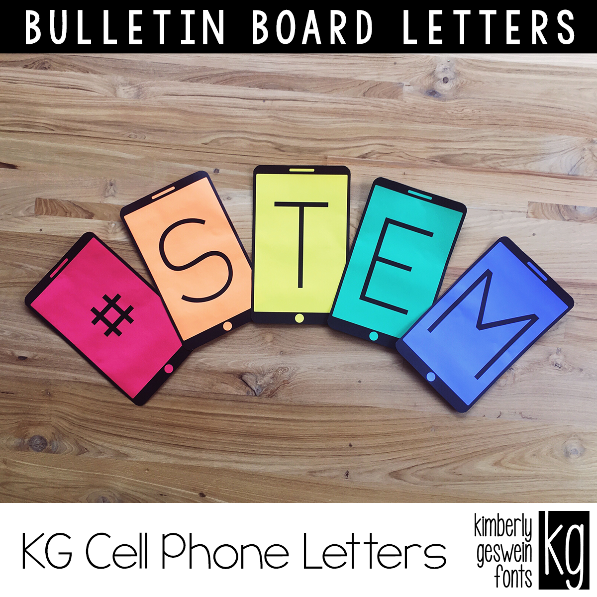 KG Cell Phone Tablet Bulletin Board Letters - Kimberly Geswein Fonts