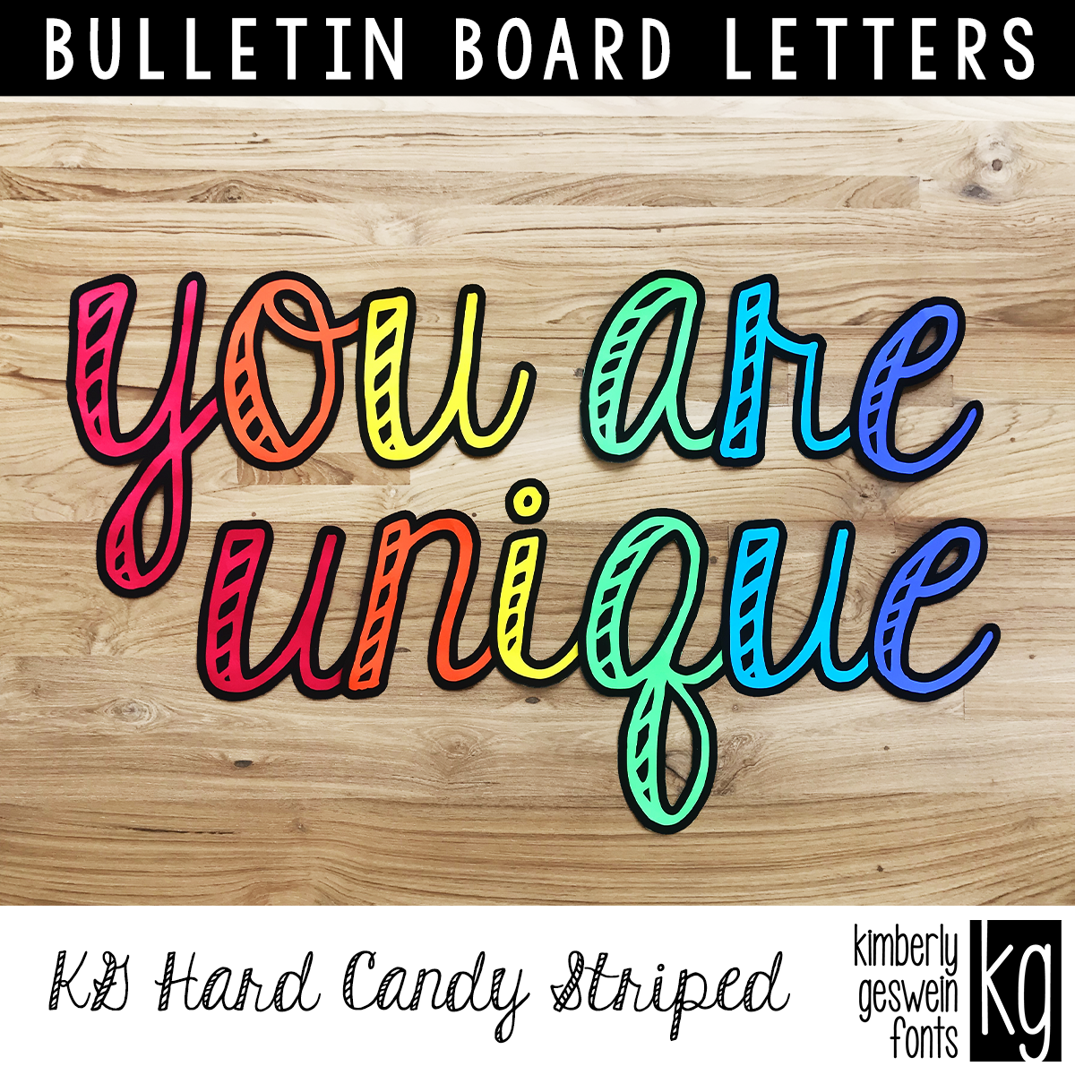 KG Hard Candy Striped Script Bulletin Board Letters - Kimberly Geswein ...