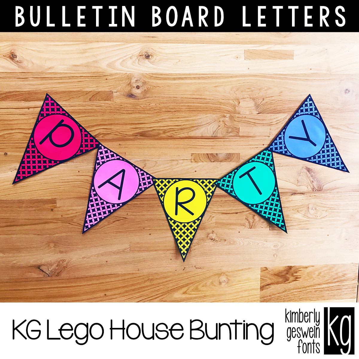 KG Lego House Bunting Bulletin Board Letters - Kimberly Geswein Fonts